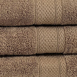 VANME, 100% Cotton, Bath Sheet, Drap de Bain, 30" X 60", Zero Twist Bath Towel, Soft and Absorbent, Pack, 3 or 6 Pieces, Professional Construction for Everyday Use (6, Deep Taupe)