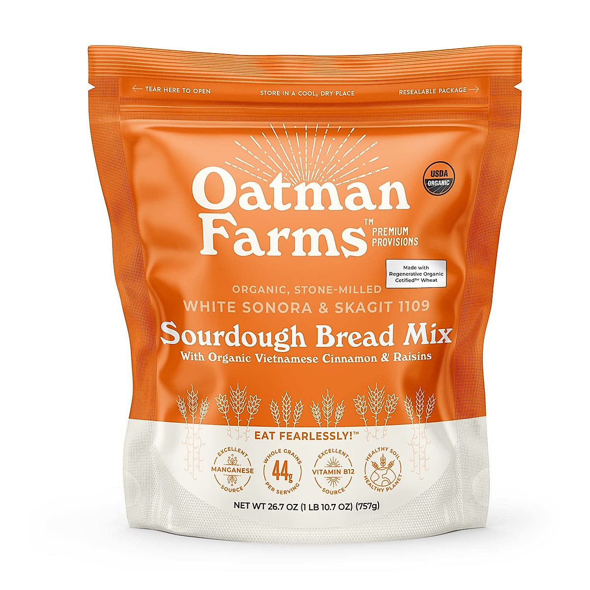 Organic Sourdough Bread Mix - Blue Beard Durum & Skagit 1109, Cinnamon Raisin, & Skagit 1109 & White Sonora - Whole Wheat Bread Mix by Oatman Farms - Features Regenerative Organic Certified Stone-Mil