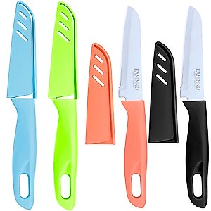 EANINNO Paring Knife Set-4 Paring Knives 4 Cover, Upgraded 3.8 inch Small Peeling Fruit Knife Stainless Steel Kitchen Sharp Cutting Vegetable with Sheath Thickened Blade Handle