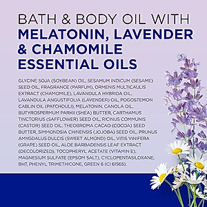 Dr Teal's Moisturizing Bath & Body Oil, Sleep Blend with Melatonin, Lavender & Chamomile Essential Oils, 8.8 fl oz.