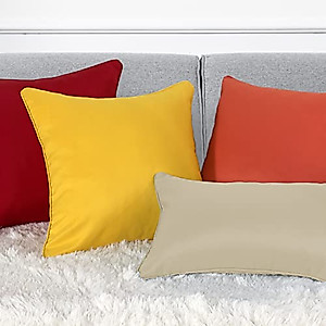 BONZER Outdoor Pillow Covers 18x18 Inch Waterproof Decorative Solid Square Throw Pillowcase for Outside Couch Chair Patio Porch, Yellow, Pack of 2