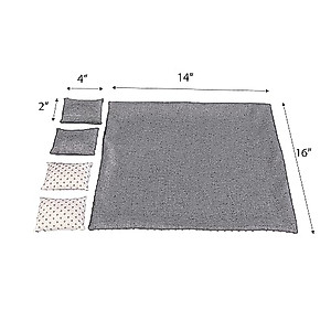 Dollhouse Furniture Queen Bed Set, Mini Bedroom Accessories for 12 inch Dolls, Grey Bedding, White Wooden Frame, 1/6 Scale