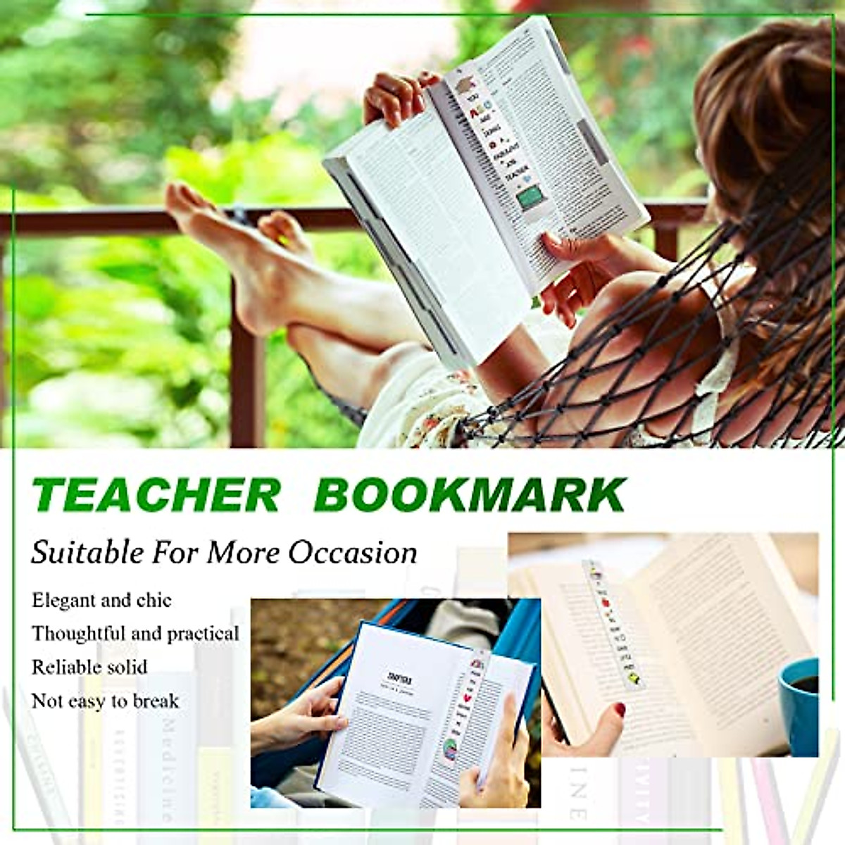 4 Pcs Teacher Appreciation Bookmark with Pendant Thank You Teacher Metal Vintage Bookmarks Teacher Gifts from Students for Birthday Retirement Graduation End of The Year Gift School Office Supplies