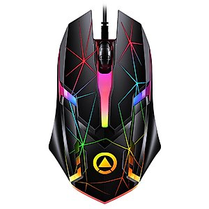Atrasee RGB Gaming Mouse Wired PC Computer Mice for Laptop, 1200 DPI, 7 Colors LED Backlit, 3 Buttons, USB Ergonomic Optical Mouse for Game Office Windows Mac Linux, Crack