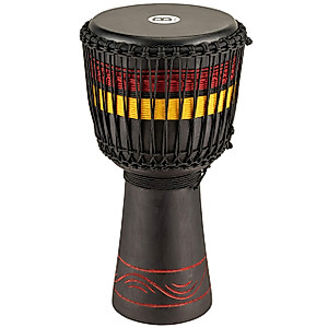 Meinl Percussion ADJ7-L African Style Fire Rhythm Series Rope Tuned 12" Wood Djembe, Black
