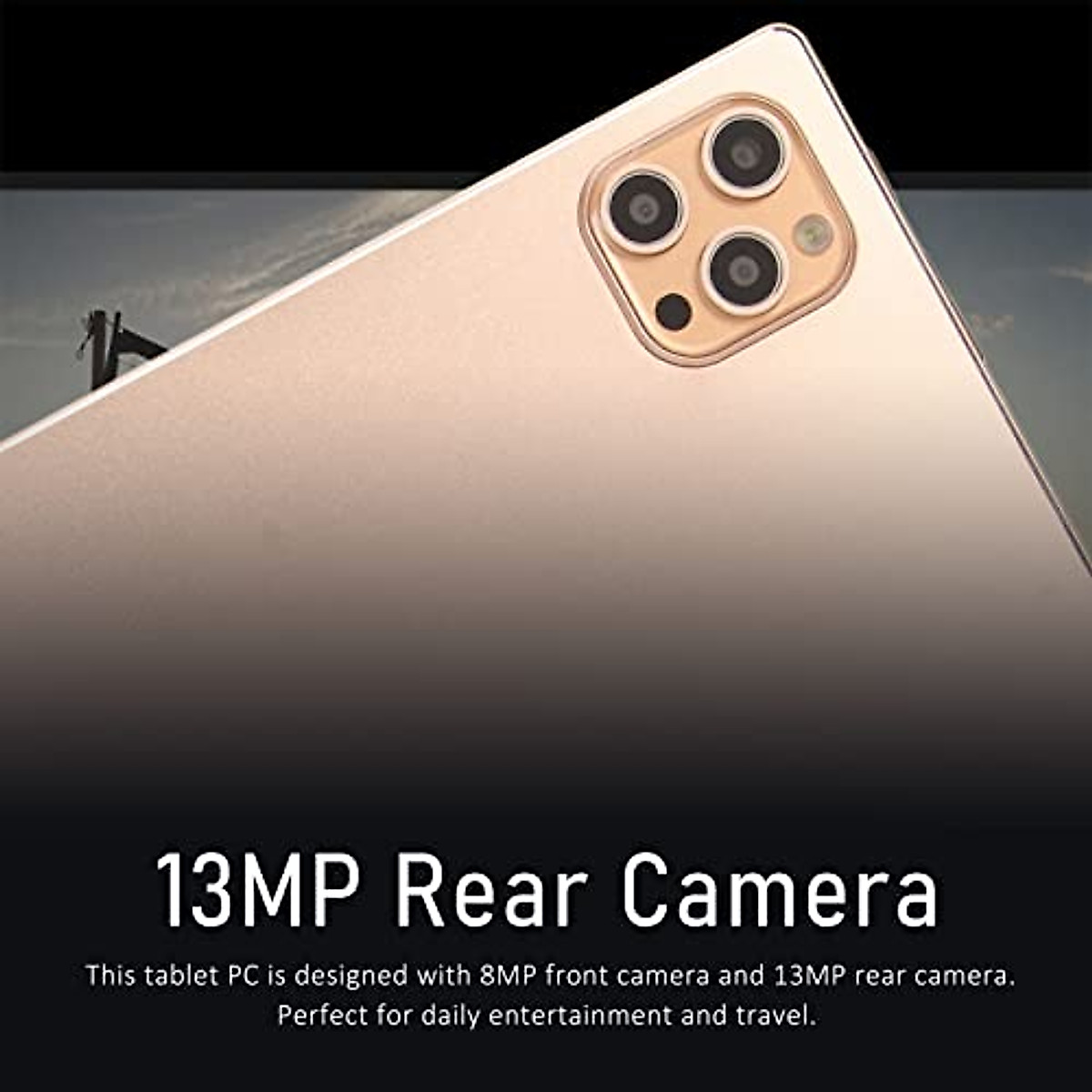 Honio Gaming Tablet, 2 Card Slots 10.1 Inch FHD Octa Core CPU Office Tablet 8GB RAM 256GB ROM for Family (US Plug)