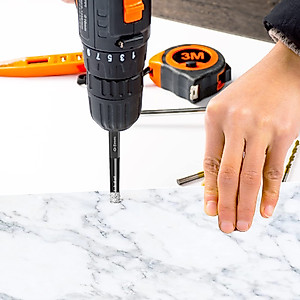 Quapkatt Dry Diamond Drill Bits Set 5 PCs for Granite Tile Ceramic Marble Stone Glass Size 1/4, 5/16, 3/8, 1/2, 5/9 inch with Quick Change Hex Shank Vacuum Brazed Diamond Core Drill Bit Kit