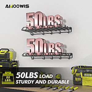 Amoowis Garage Wall Shelf 2 Pack 16.5"x7.1" & Max Load 50 lbs Wall Mount Heavy Duty Metal Shelves Mesh Storage Rack for Garage, Office, Basement, Wall Cabinet and Kitchen Suitable for Garage/Closet