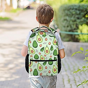 WARMRUG Avocado Girls Backpack for School, 16 inch Green Backpacks for Kids, Cute Lightweight Bookbag for Middle School