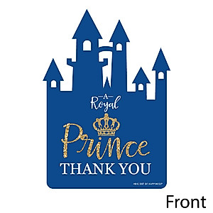Big Dot of Happiness Royal Prince Charming - Shaped Cards - Baby Shower or Birthday Party Thank You Note with Envelopes - Set of 12
