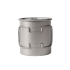 TWDYC Outdoor Titanium Water Mugs with Folding Handles Titanium Lids Drinkware Camping Cups Ultralight Travel Mug 220ml-900ml (Size : 650ml Ti3208)