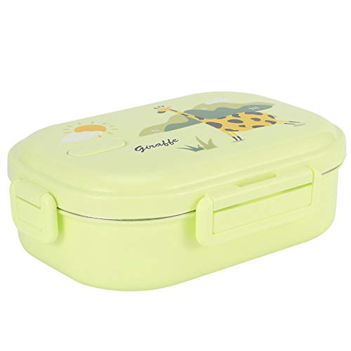 Insulated Lunch Box Leak-Proof Stainless Steel Bento Box Kids Lunch Box Children Container (Solid green-giraffe)