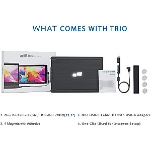 Mobile Pixels Trio Portable Monitor for Laptops, 12.5'' Full HD IPS Screens, USB C/USB A Dual or Triple Displays,Windows/OS/Android/Nintendo Switch (One Monitor Only) (Renewed)