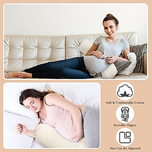 Wesiti 2 Pcs Pregnancy Pillow for Pregnant Women Sleeping and Adjustable Belly Band for Pregnant Women Maternity Body Pillow Support for Back, HIPS, Legs, Side Sleeping Postpartum