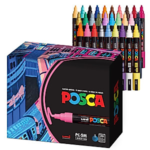 Uni Posca Paint Marker FULL RANGE Bundle Set , Mitsubishi Poster Colour ALL COLOR Marking Pen Medium Point ( PC-5M ) 29 Colours ( 22 Standard & 7 Natural ) Japan Import