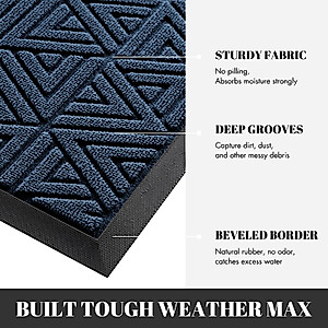 Yimobra Front Door Mat Outside Entrance 72 x 24, Waterproof and Washable Outdoor Mat, Non Slip Rubber Backing, Heavy Duty Welcome Matt for Home Entry Floor Porch Garage Office, Low Profile, Blue