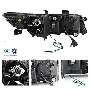 HH Building 2pcs Headlight Front Left Right Side Clear Lens Black Housing LED Bar Projector Headlights 33101SECA12 AC2519106 9_P1ATS04BK