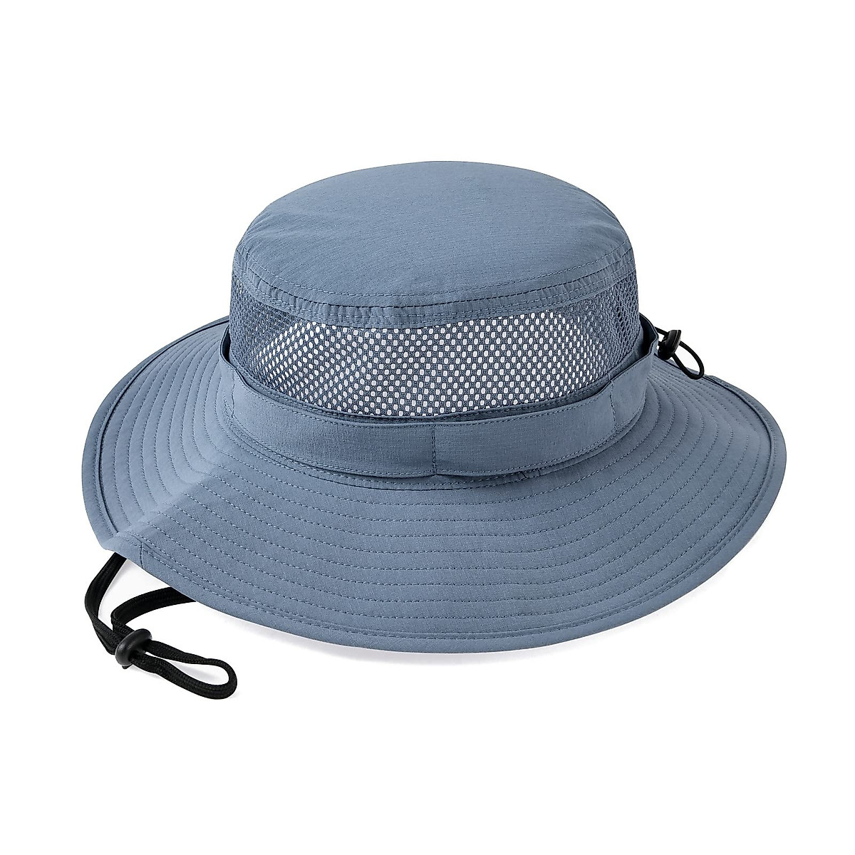 JANGOUL Men Outdoor Mesh Sun Hat Wide Brim Sun Protection Hat Fishing Hiking Hat (Blue, 7 3/4)