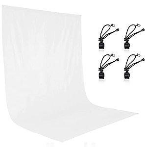 EMART 6x9ft Photography Backdrop White Backdrop for Photoshoot [Muslin 100% Cotton], Photo Video Studio White Back Drop with 4 Clips for Photography Background Screen, Party Backdrop Curtains