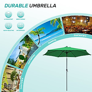 HIPPUS Led Patio Umbrellas 9FT Umbrella Outdoor Patio,with Colour LED Lights, Waterproof,Premium Table Umbrella Outdoor Patio,6 Steel Ribs, Dark Green