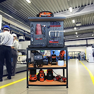 Prostormer Workbench, 31.5 inch Multipurpose Garage Work Bench Table with Peg Board Hook Kit for Home, Garage, and DIY Projects