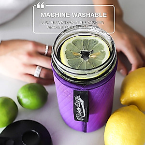 Masontops Wide Mouth Mason Jar Neoprene Sleeves - Gray - Triple Insulated Cozy - 2 Sleeves Cover 16-24 oz & Quart Sizes