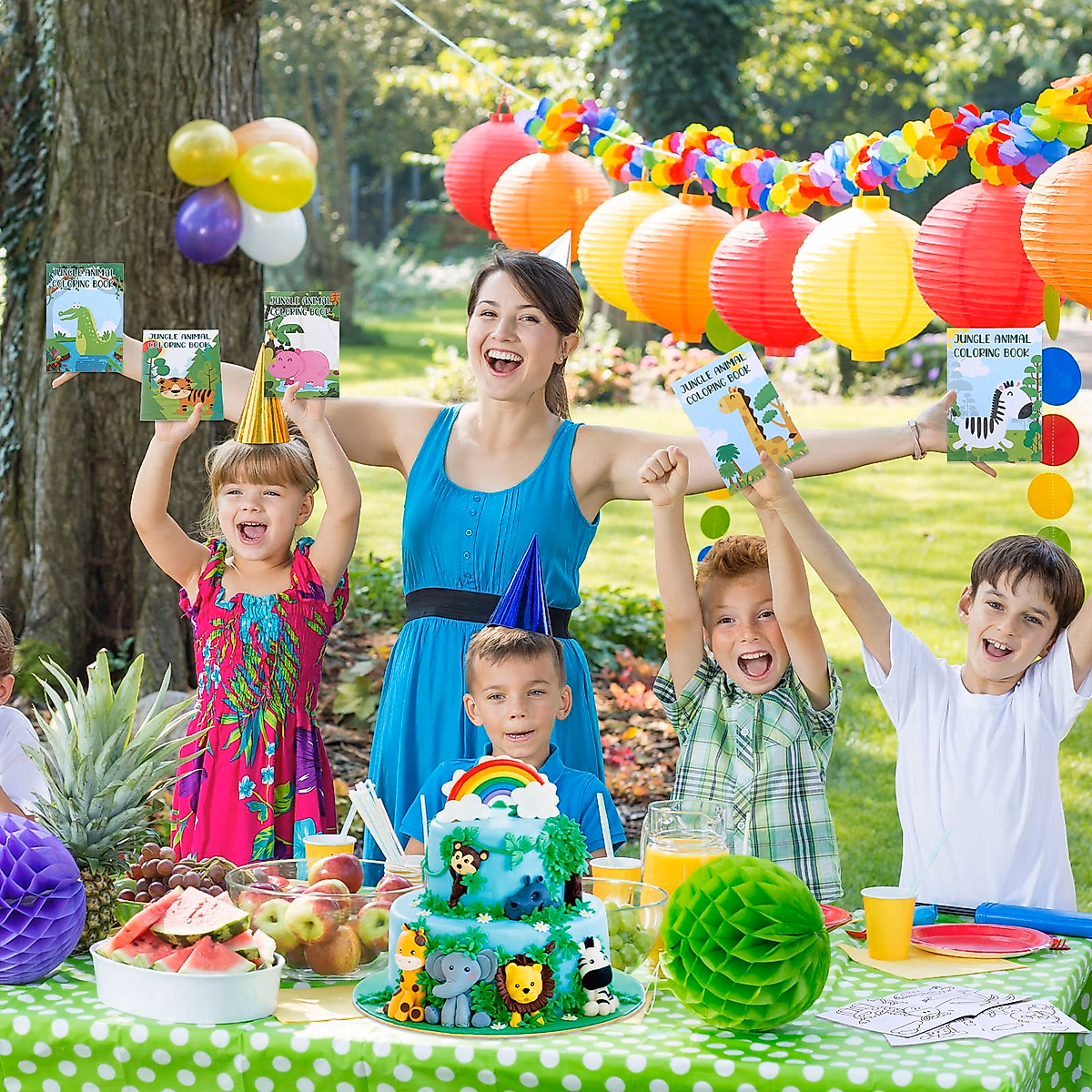 Honoson 24 Pcs Kids Coloring Books Animals Truck Coloring Books Bulk Jungle Animals Party Favors Mini DIY Art Drawing Book for Birthday Gifts Classroom Jungle Party Supplies (Cartoon Style)