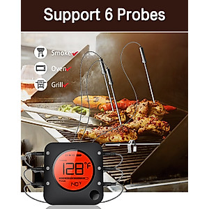 BFOUR Meat Thermometer Wireless Bluetooth, Digital Meat Thermometer with Dual Probe, Wireless Remote BBQ Thermometer for Smoker Kitchen Cooking Grill Thermometer Timer for Grilling BBQ Oven Candy