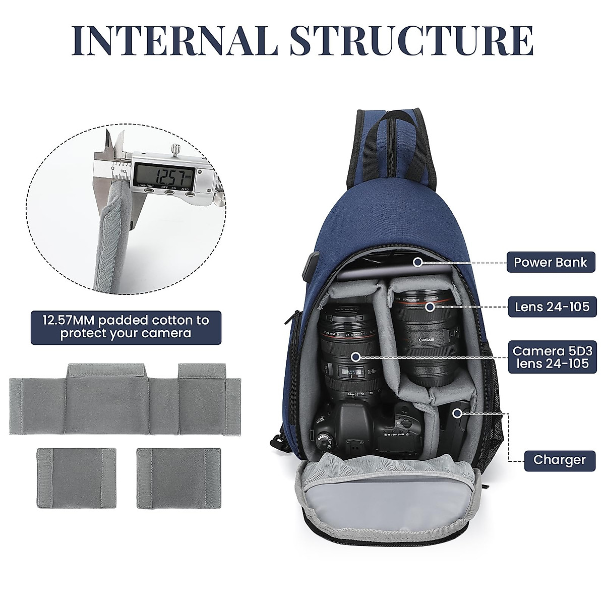 BAIGIO Camera Sling Bag Small Camera Backpack for Photographers,Water-resistant Camera Crossbody Bag Travel Caemra Backpack for DSLR SLR Mirrorless Camera