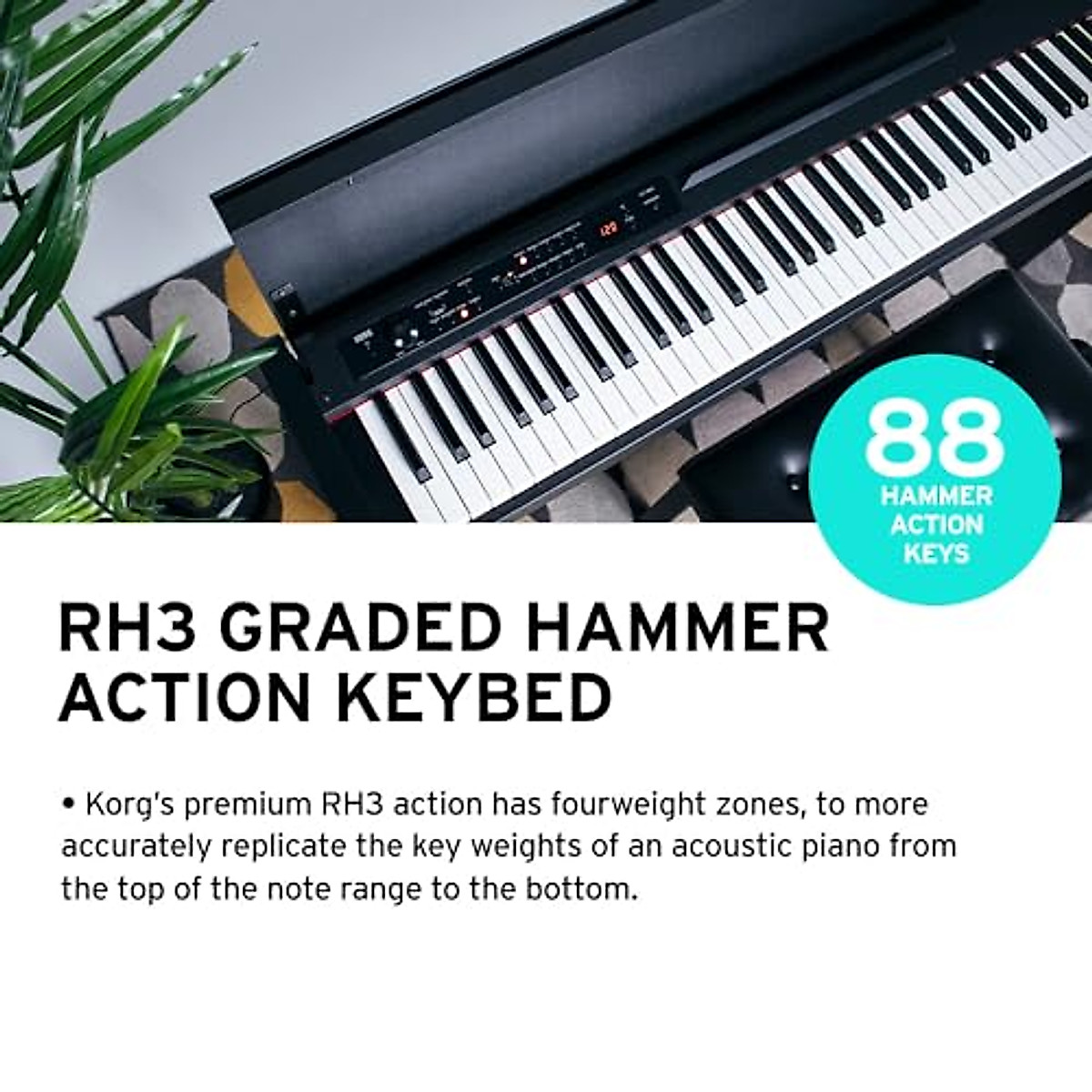 KORG, LP-380U Digital Home Piano with 88-Key Fully Weighted Keyboard, Built-in Speakers, Furniture Stand, and 3-Pedal Unit (LP-380-BK-U)