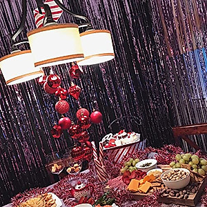 PartyWoo Foil Curtain Purple, 2 pcs 3.3x6.6 ft Light Purple Streamers, Tinsel Curtains, Backdrop Curtain, Foil Fringe Curtains, Party Streamers, Birthday Decorations, Party Backdrop, Wedding Backdrop