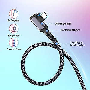 Besgoods USB C to USB C Cable 100W, 3ft 90 Degrees 10Gpbs 4K Video and Audio,USB 3.1 Gen 2 Cable for USB C Hub, MacBook Pro,SSD Hard Drive,Galaxy S21, Pixel More Type-C Devices/Laptops, Black,2-Pack