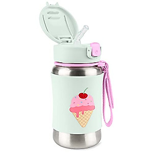 Skip Hop Toddler Sippy Cup with Straw, Sparks Stainless Steel Straw Bottle, Ice Cream