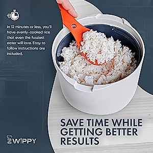 Zwippy Microwave Rice Cooker with Measuring Cup - Pasta Cooker Microwaveable - Vegetable Steamer Set - All-in-One Cookware for Quinoa, Chicken, Oatmeal & Soups - Non-stick - Dishwasher Safe - BPA Free