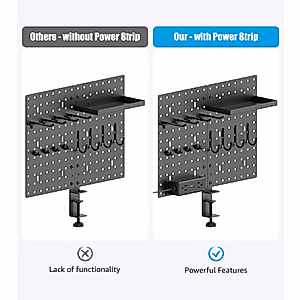 CCCEI Desk Organizer and Storage Pegboard with Charging Station, Gaming Standing Office Supplies Shelf Accessorie, Black Desktop Clamp Peg Board Privacy Organization Panel. Gifts for Men, 6FT.