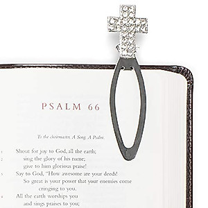 Jeweled Silverstone Cross 4 inch Zinc Alloy Bookmark