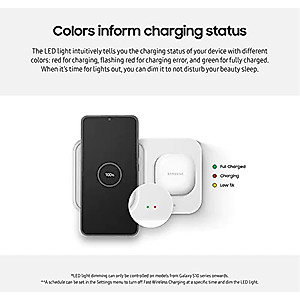 SAMSUNG 15W Wireless Charger Duo w/ USB C Cable, Charge 2 Devices at Once, Cordless Super Fast Charging Pad for Galaxy Phones and Devices, 2022, US Version, Black