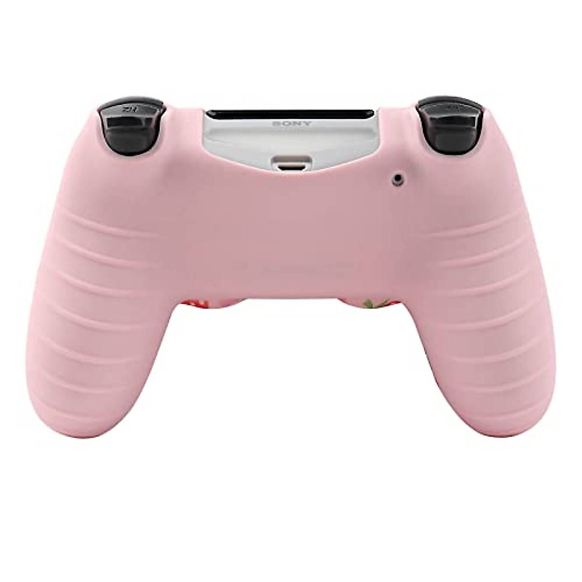 RALAN Pink Controller Skins for PS4, Fruit Silicone Controller Cover Skin Protector Compatible /PS4 Slim/PS4 Pro Controller with 2 Cute Thumb Grips Caps