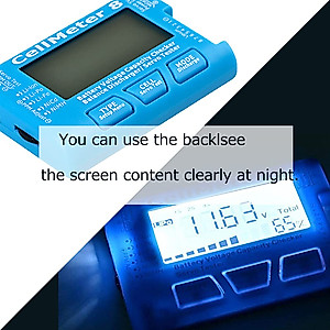 Treedix CellMeter 8 Battery Voltage Capacity Checker Voltage Balance Servo Tester LCD Backlight for LiPo Life Li-ion NiMH Nicd