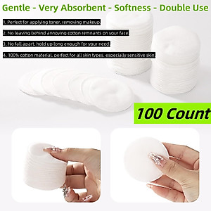 Cotton Pads Holder Set, Cotton Rounds Organizer Bathroom Clear Cotton Pads Storage Jar, 100pcs Cotton Pads