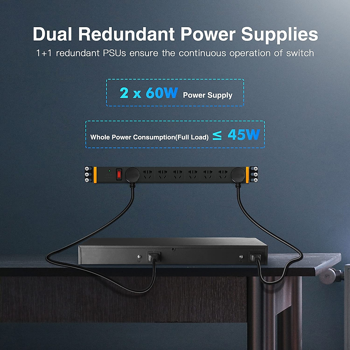 MokerLink 48 Port Gigabit Ethernet Switch with 2 SFP Port, Dual Power Supply, Fanless Metal Rackmount Unmanaged Plug and Play Network Switch