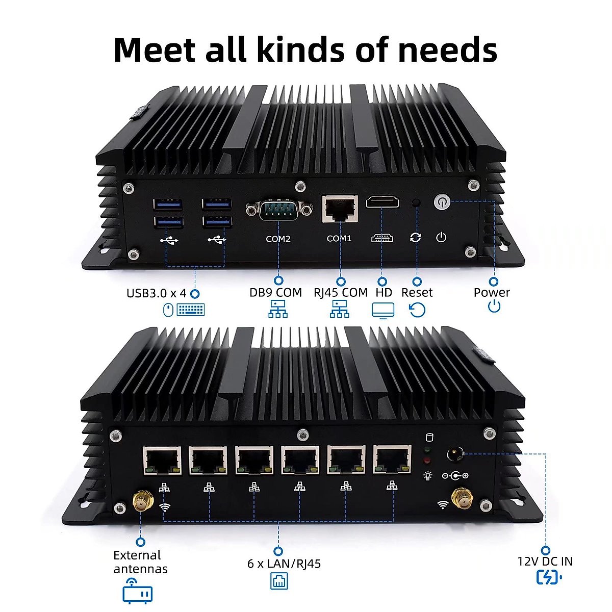Firewall Micro Appliance Mini PC Core i7 10510U, 6 i225 2.5Gbe LAN, 32GB DDR4 RAM 1TB SSD, HD, USB3.0, 2* COM, Mini PCI E Wifi, SIM Card Slot, AES-NI, W 10 pro, VPN Router, Network/Industry