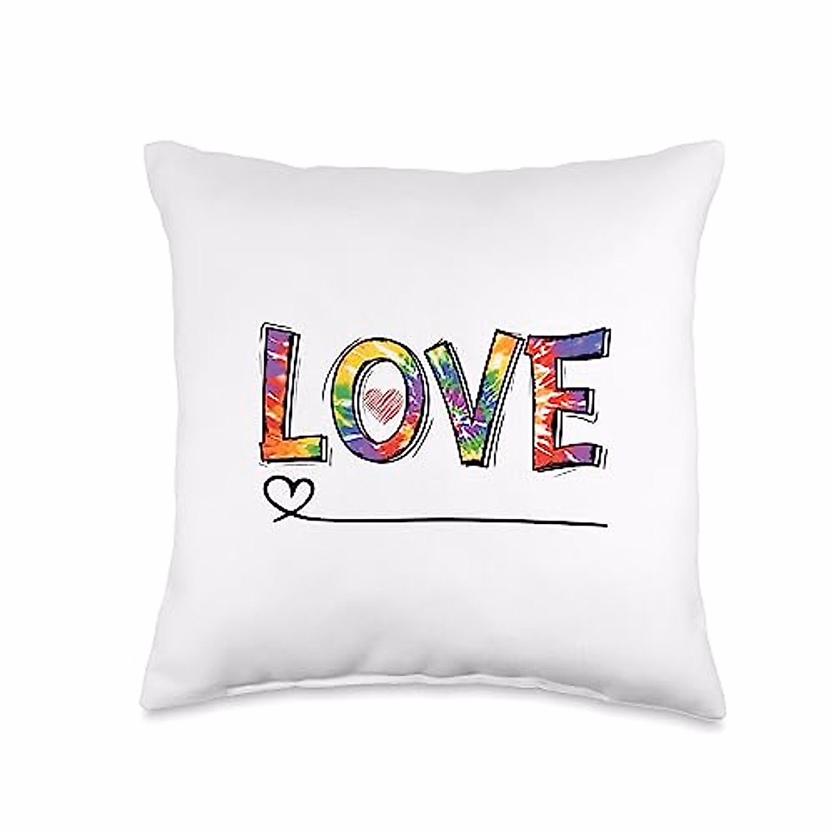 "Love" Rainbow Love Tie Dye Apparel for Women Throw Pillow