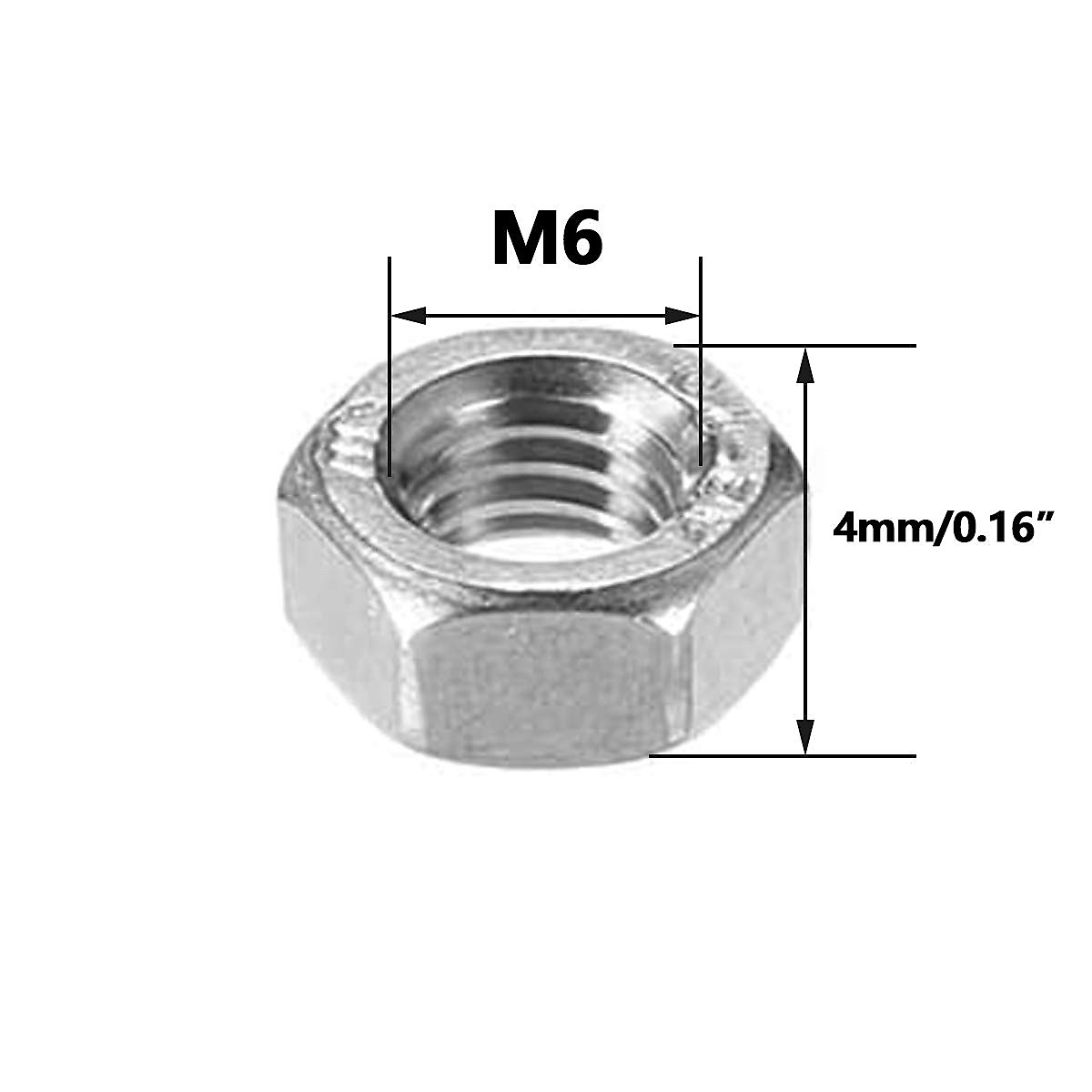 20 Set Hex Bolt Hex Head Screw Bolts 304 Stainless Steel Fully Threaded Hex Tap Bolts with Nut（M6x16mm）