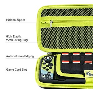 GeekShare Carry Case Compatible with Switch/Switch OLED Large Capacity PU Hardshell Travel Carrying Case fit Switch Console & Game Accessories - Luo Xiaohei