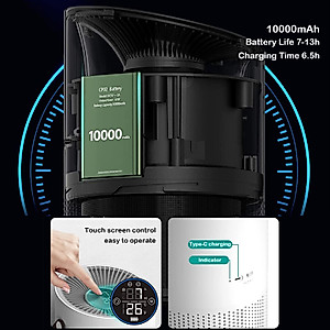Air Purifiers for Home Large Room Dust Smart Hepa Air Purifier with 10000mAh Battery