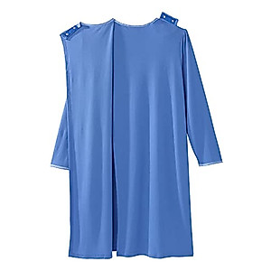 Silvert's Adaptive Clothing & Footwear Open Back Night Gown For Ladies - Assisted Dressing Hospital Gown - Blue MED