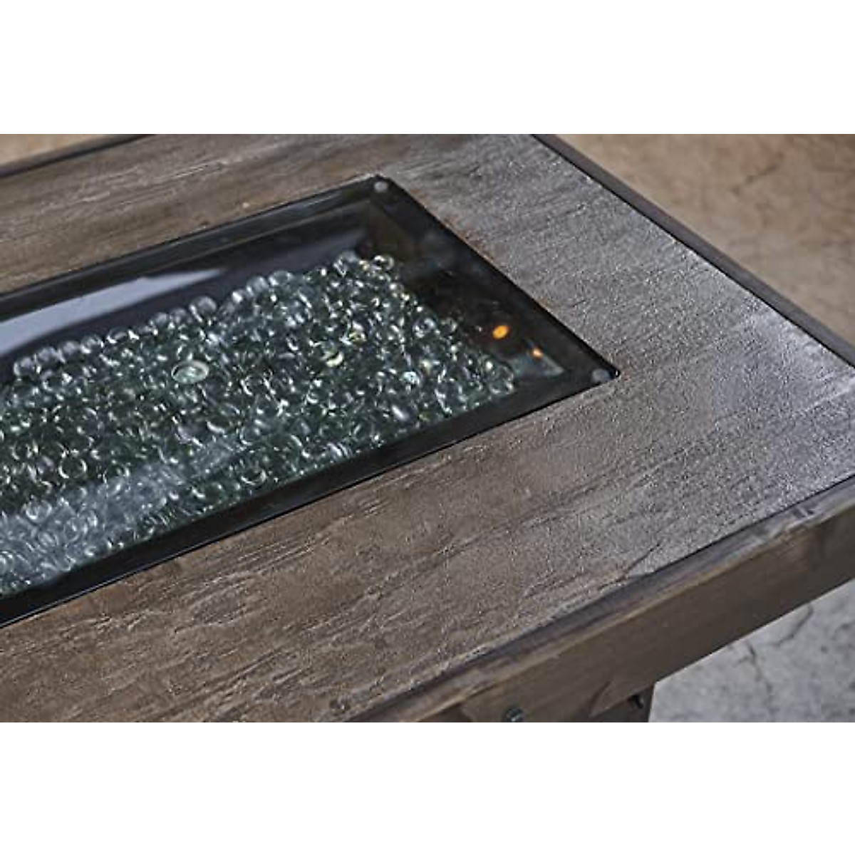 Outdoor GreatRoom Co Propane Fire Pit Table - Denali Gas Fire Pits for Outside Patio - 56 Inch Rectangular Concrete Firepit Fire Table with Matching Tabletop Cover, Metal & Wood Base, 80,000 BTU