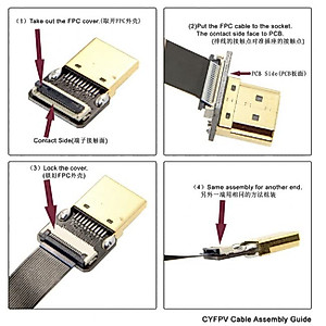 JSER CYFPV 90 Degree Up Angled FPV Micro HDMI Male to HDMI Male Flat Cable 50cm Compatible for FPV HDTV Multicopter Aerial Photography Support 1080p 60hz