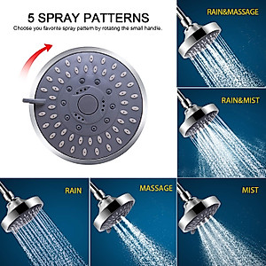 Shower Head and 15 Stage Shower Filter Combo, FEELSO High Pressure 5 Spray Settings Filtered Showerhead with Water Softener Filter Cartridge for Hard Water Remove Chlorine and Harmful Substances